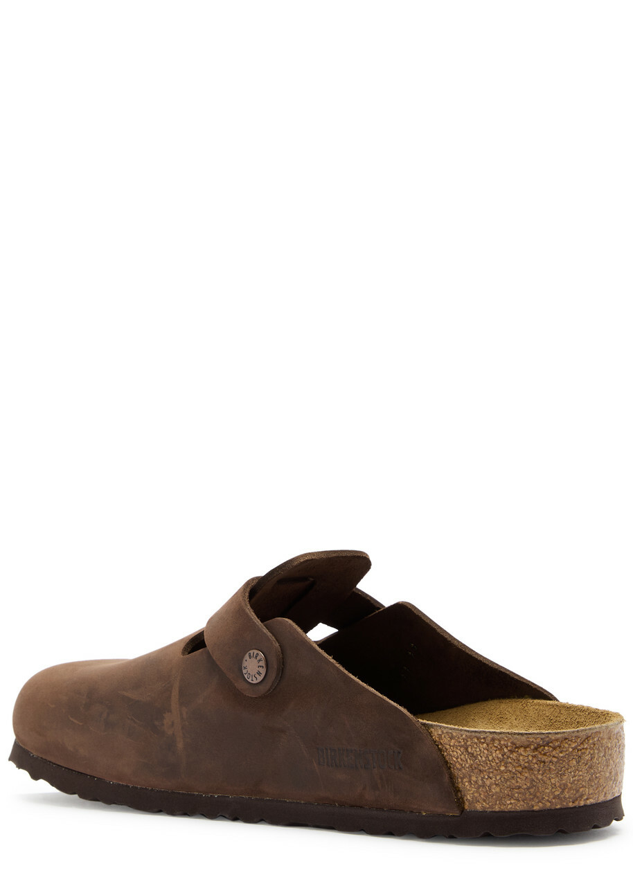 Birkenstock Boston Oiled Leather Sliders Brown Birkenstock