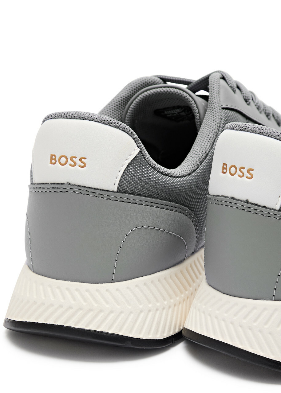 Boss Titanium Panelled Mesh Sneakers Grey BOSS