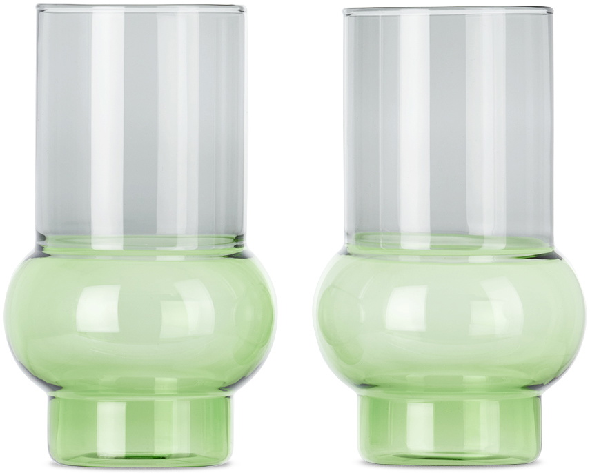 Tom Dixon Green Tall Bump Glasses Set Tom Dixon
