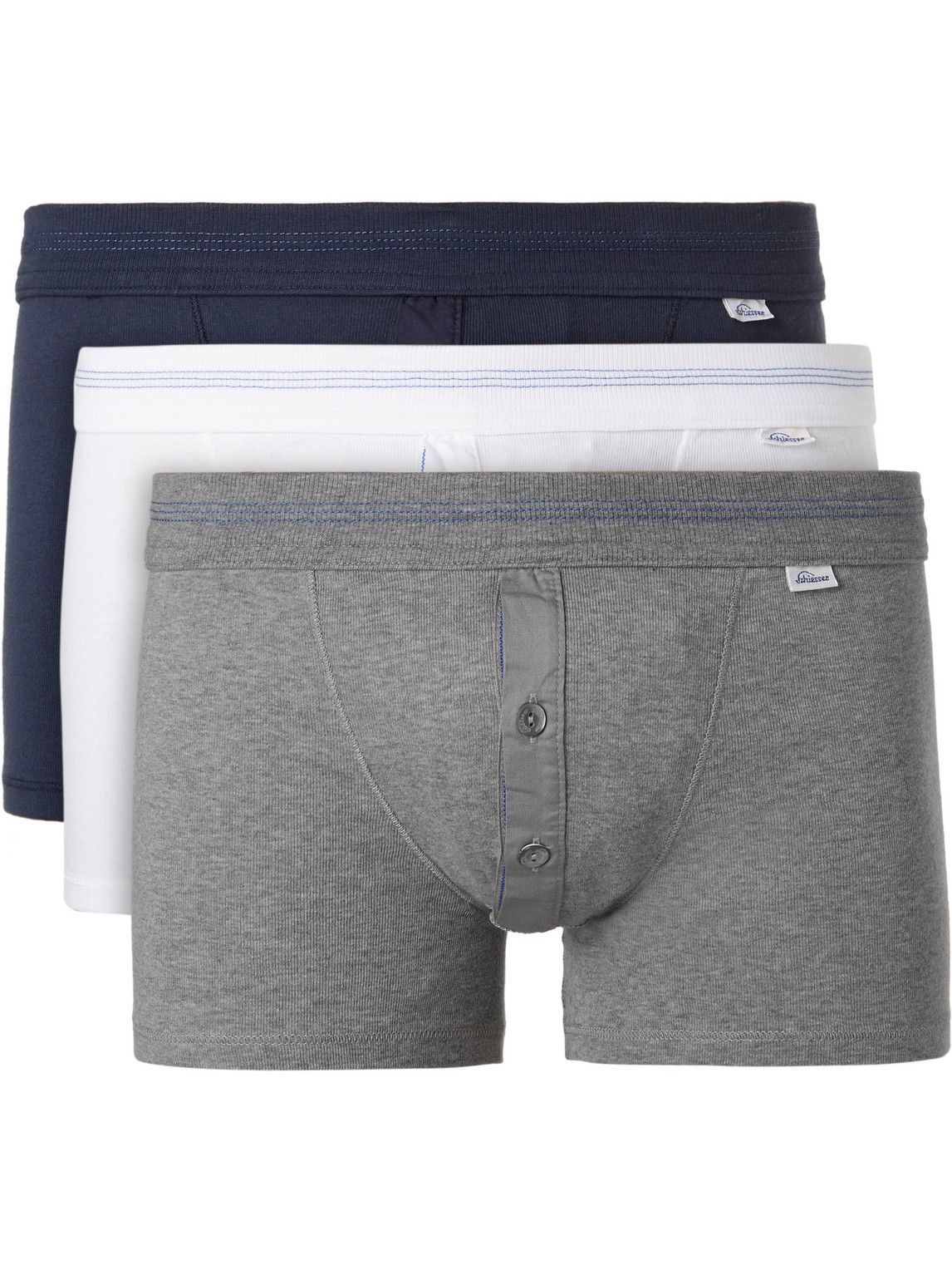 Schiesser - Karl Heinz Three-Pack Cotton-Jersey Boxer Briefs - Multi ...