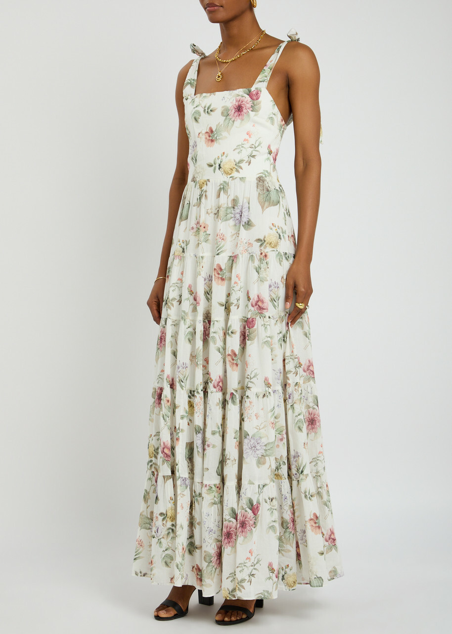 Alice + Olivia Monnie Floral-print Cotton Maxi Dress Green Alice + Olivia