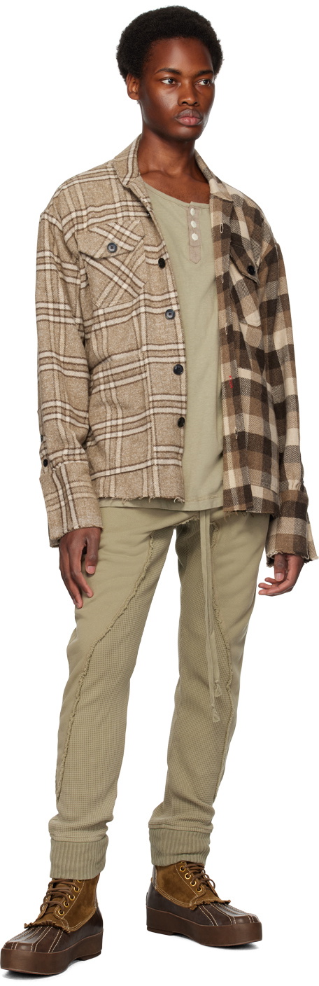 Greg Lauren Green Buttoned Henley Greg Lauren
