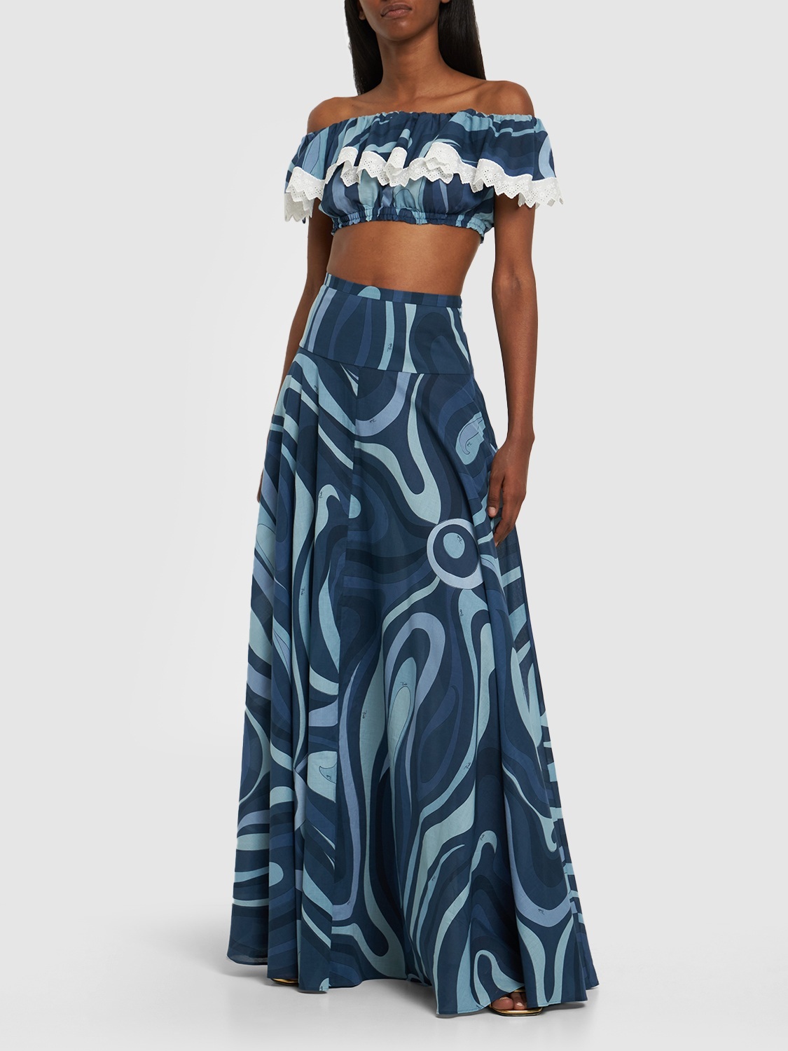 PUCCI Marmo Printed Cotton Muslin Crop Top Emilio Pucci