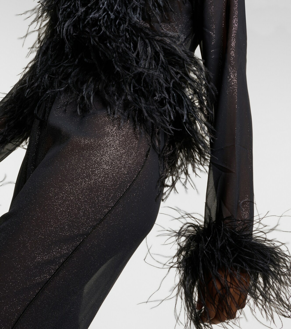 Oséree Plumage feather-trimmed top Oseree