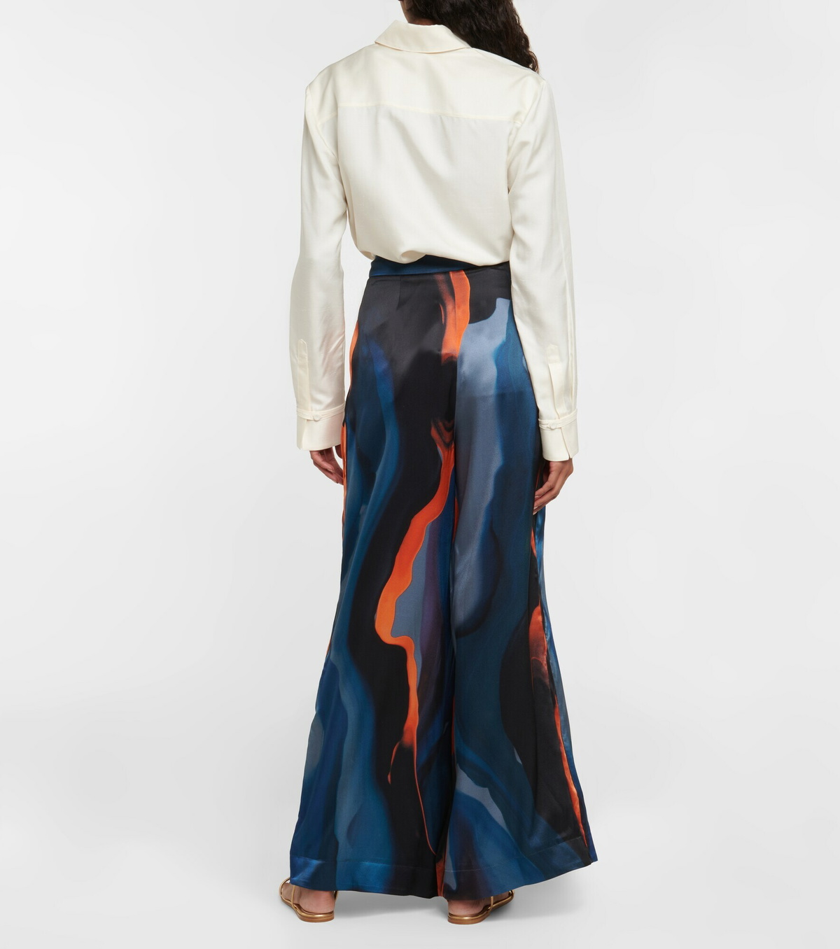 Roksanda - Calla printed wide-leg satin pants Roksanda
