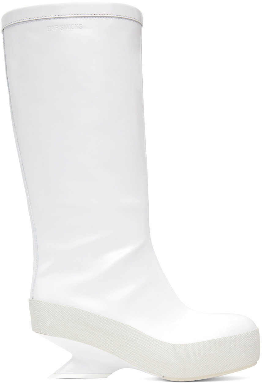 Raf Simons White Heeled Boots Raf Simons