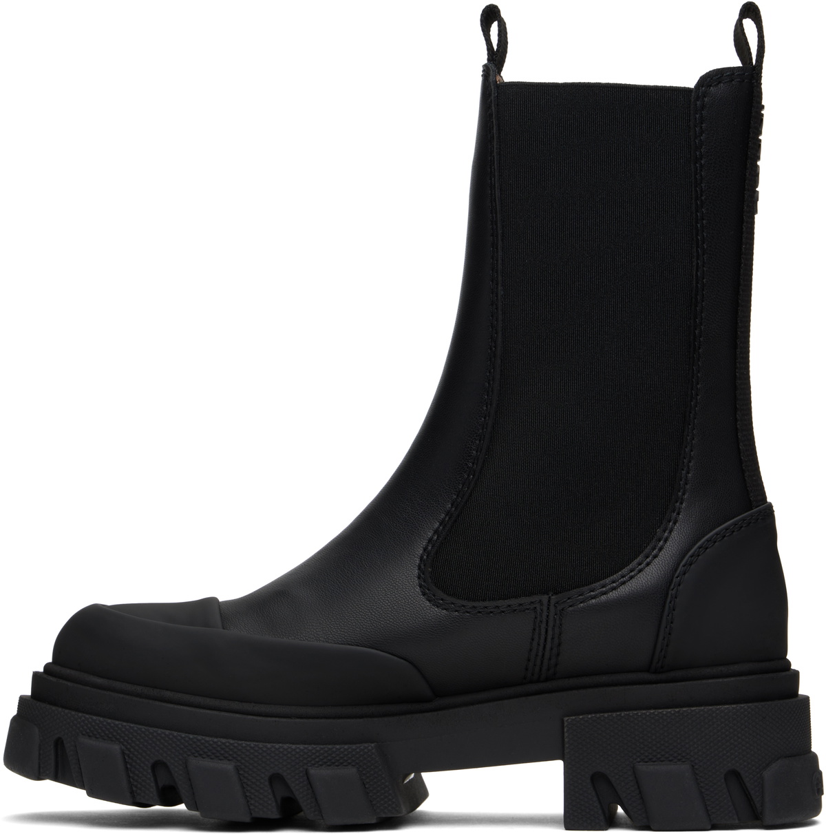 GANNI Black Stitch Cleated Mid Chelsea Boots GANNI