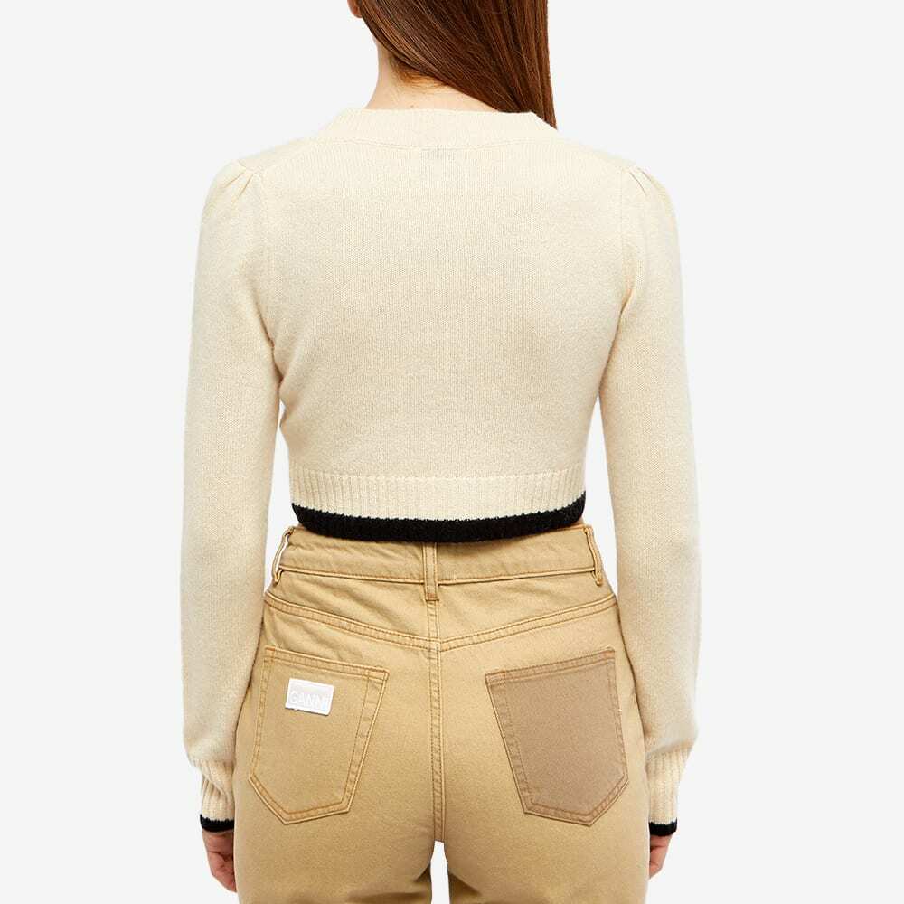 GANNI Women's Logo Cropped Cardigan in Alabaster Gleam GANNI