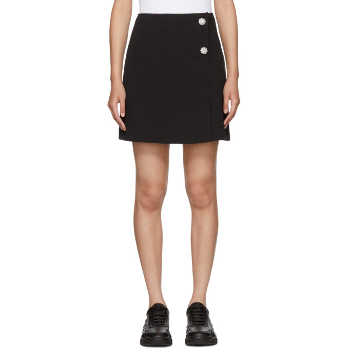 MSGM Black Crystal Buttoned Miniskirt MSGM