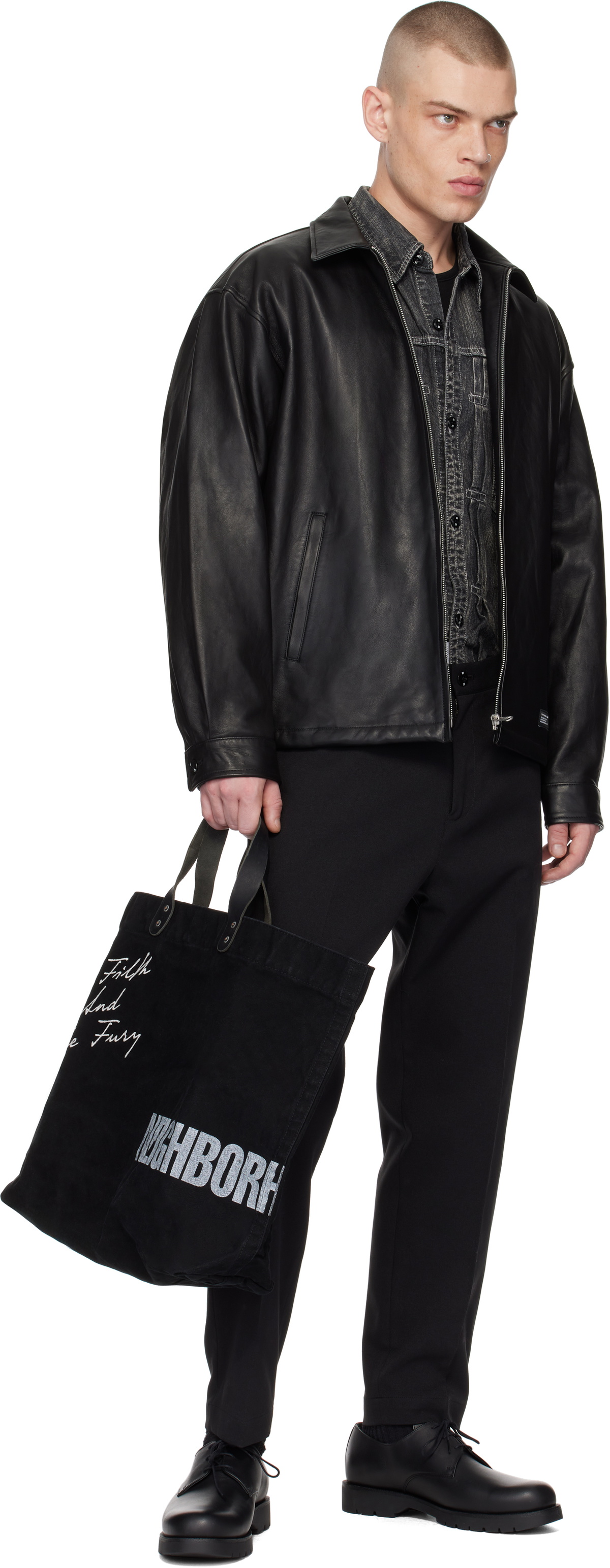 Neighborhood Black Washed Canvas Tote Neighborhood