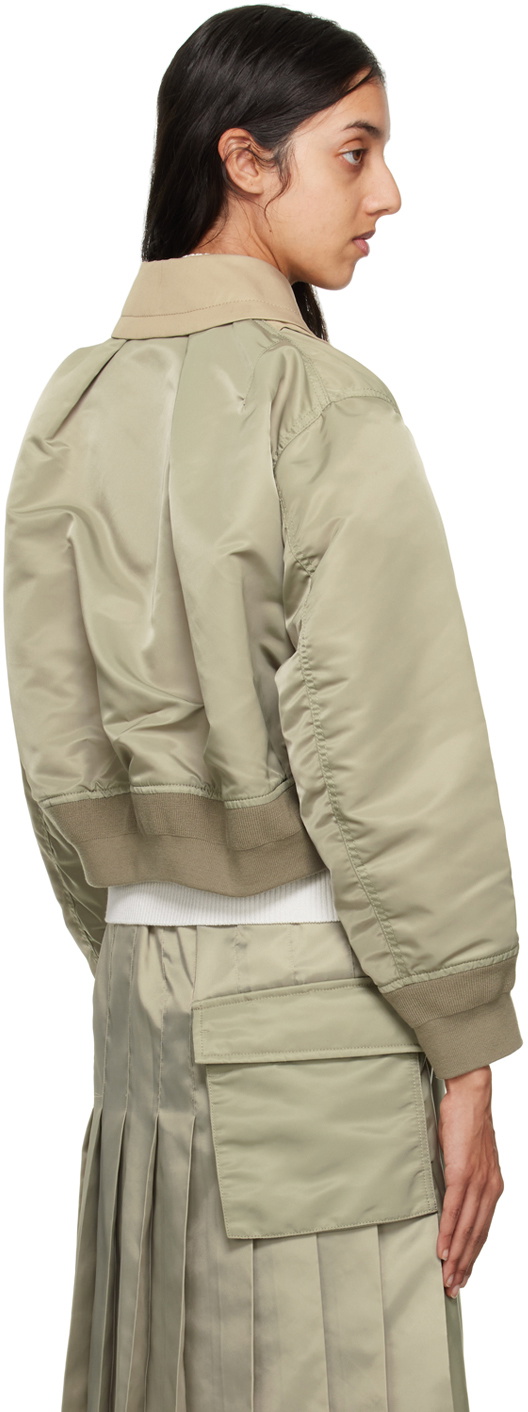 sacai Khaki & Beige Cropped Bomber Sacai