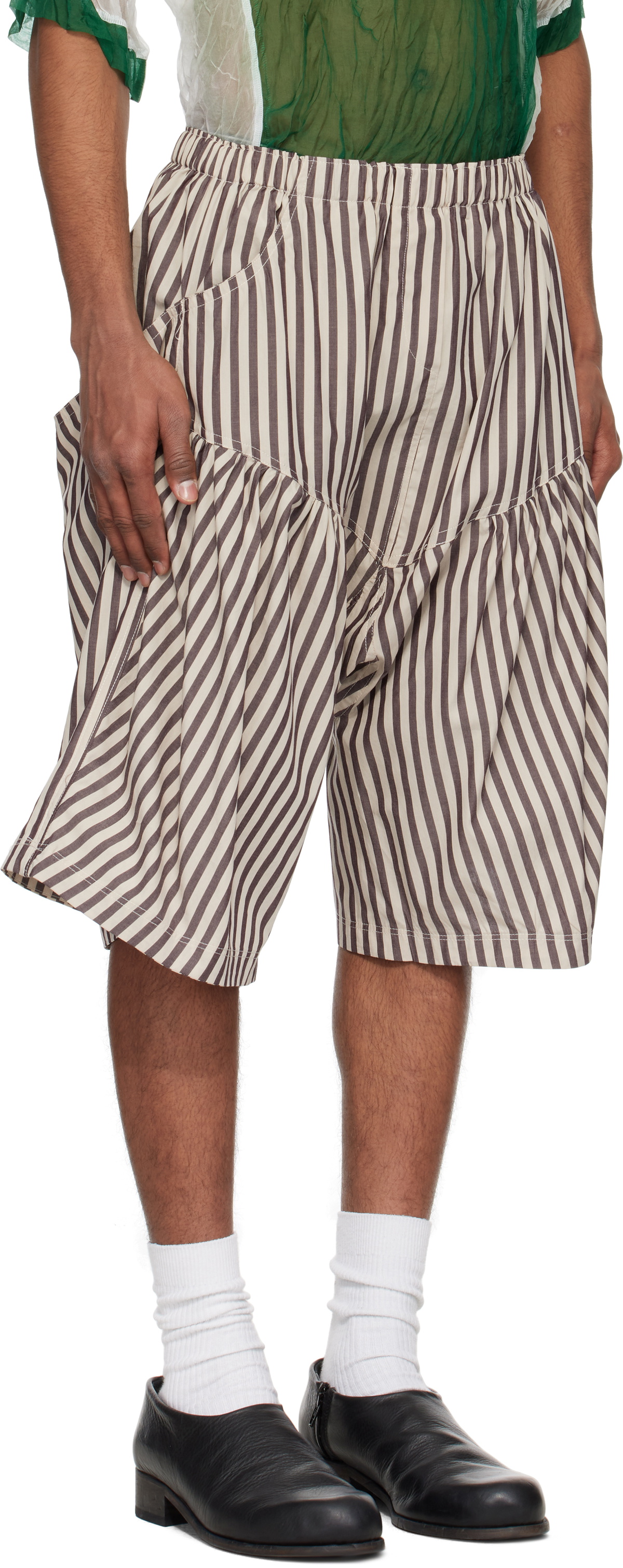 SC103 Off-White & Brown Atlas Shorts SC103