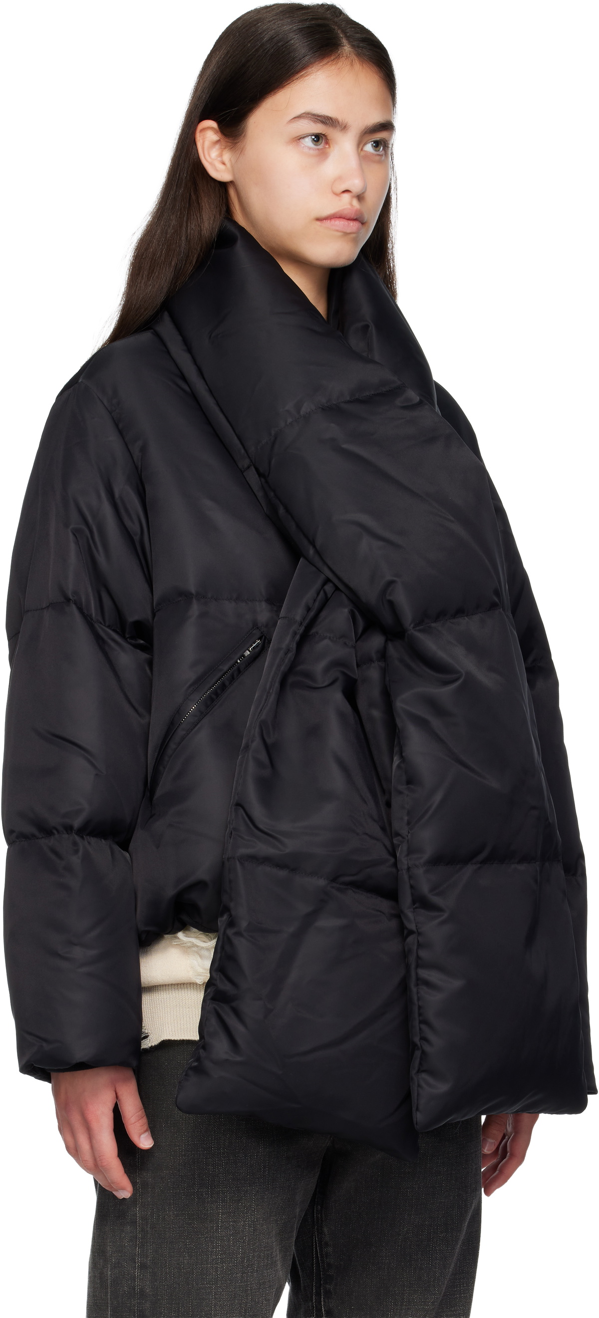 MM6 Maison Margiela Black Scarf Down Jacket MM6 Maison Margiela