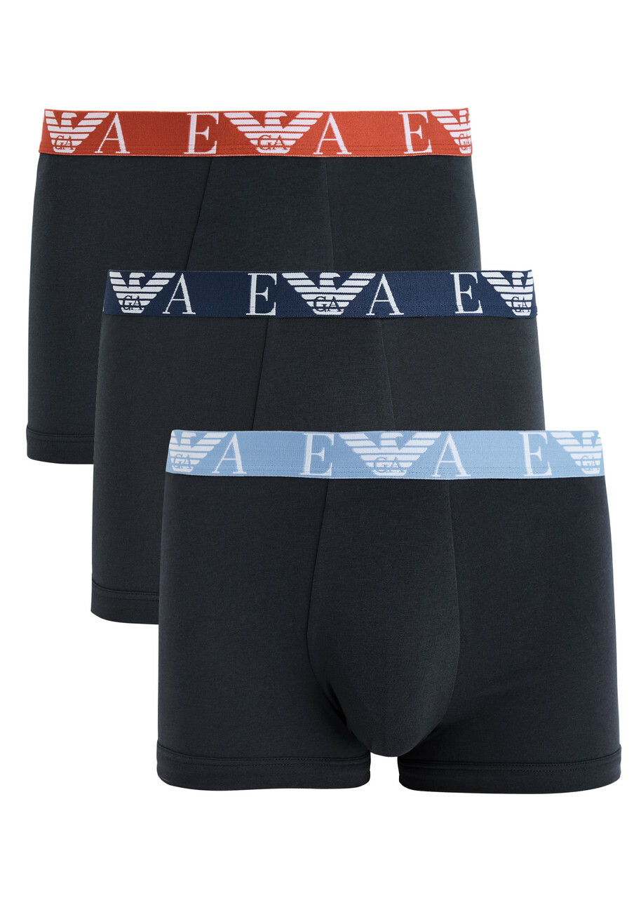 Emporio Armani Logo Stretch-cotton Trunks set of Three Navy Emporio Armani