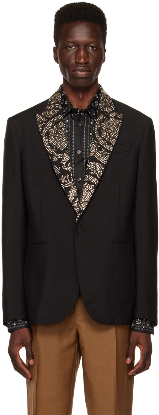 Versace Black Barocco Evening Blazer Versace