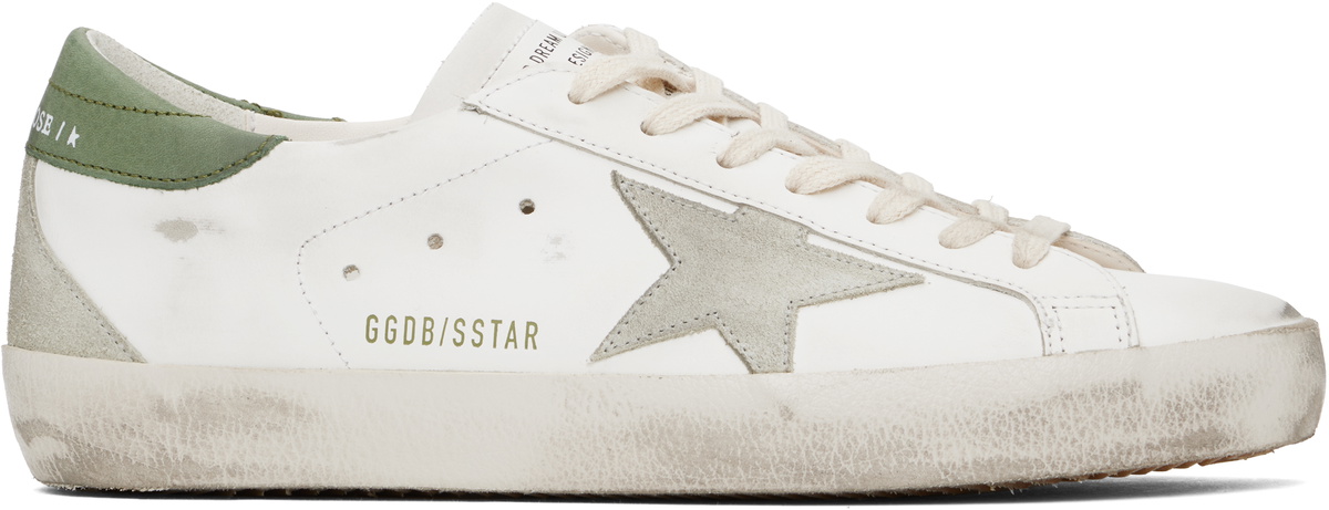 Golden Goose White & Green Super-Star Classic Sneakers Golden Goose ...