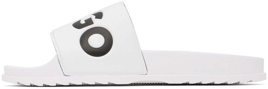 Hugo White Logo Strap Pool Slides Hugo Boss