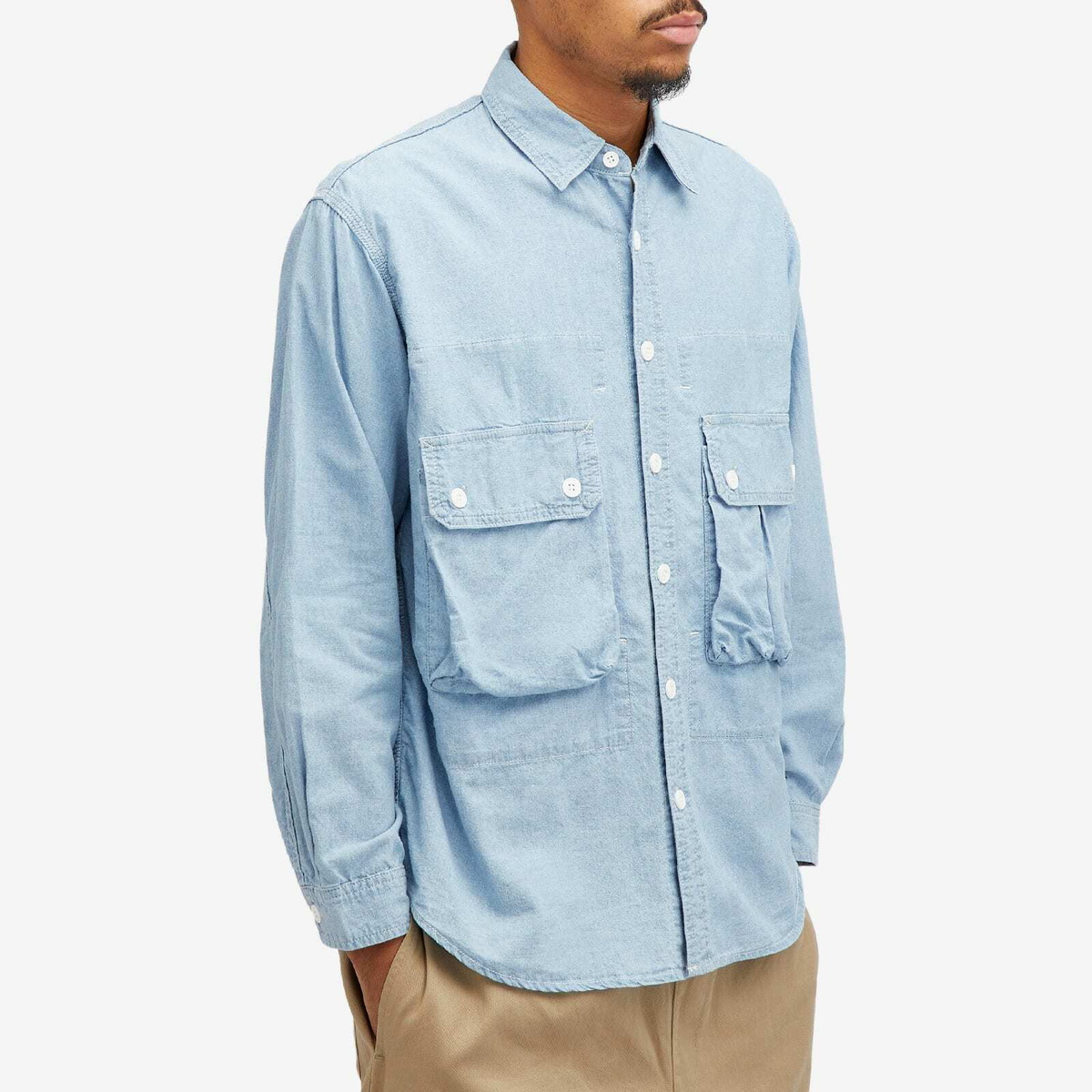 Manastash Men's Cargo Pocket Work Shirt in Blue Manastash