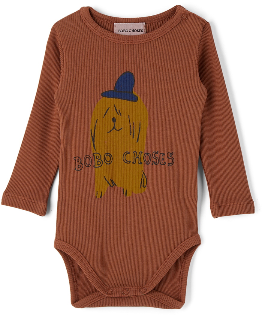Bobo Choses Baby Brown Dog In The Hat Bodysuit Bobo Choses