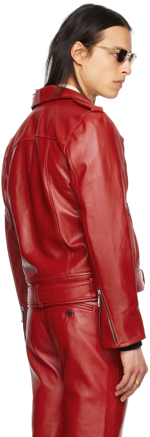 Ernest W. Baker Red Perfecto Leather Jacket Ernest W. Baker