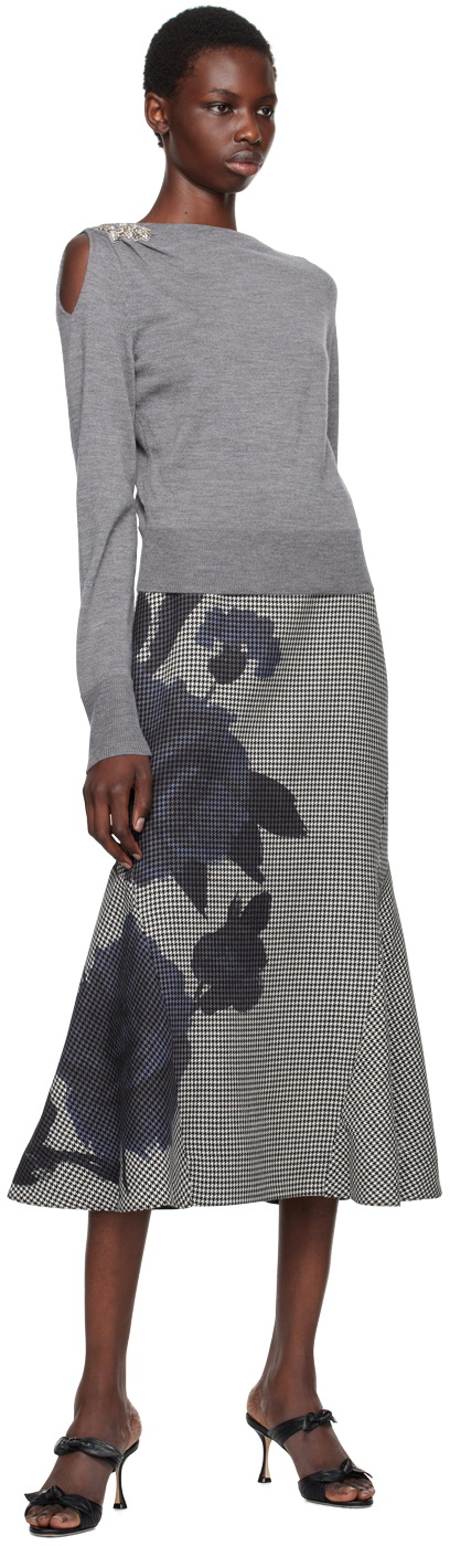 Erdem Gray Drape Knit Detail Sweater Erdem