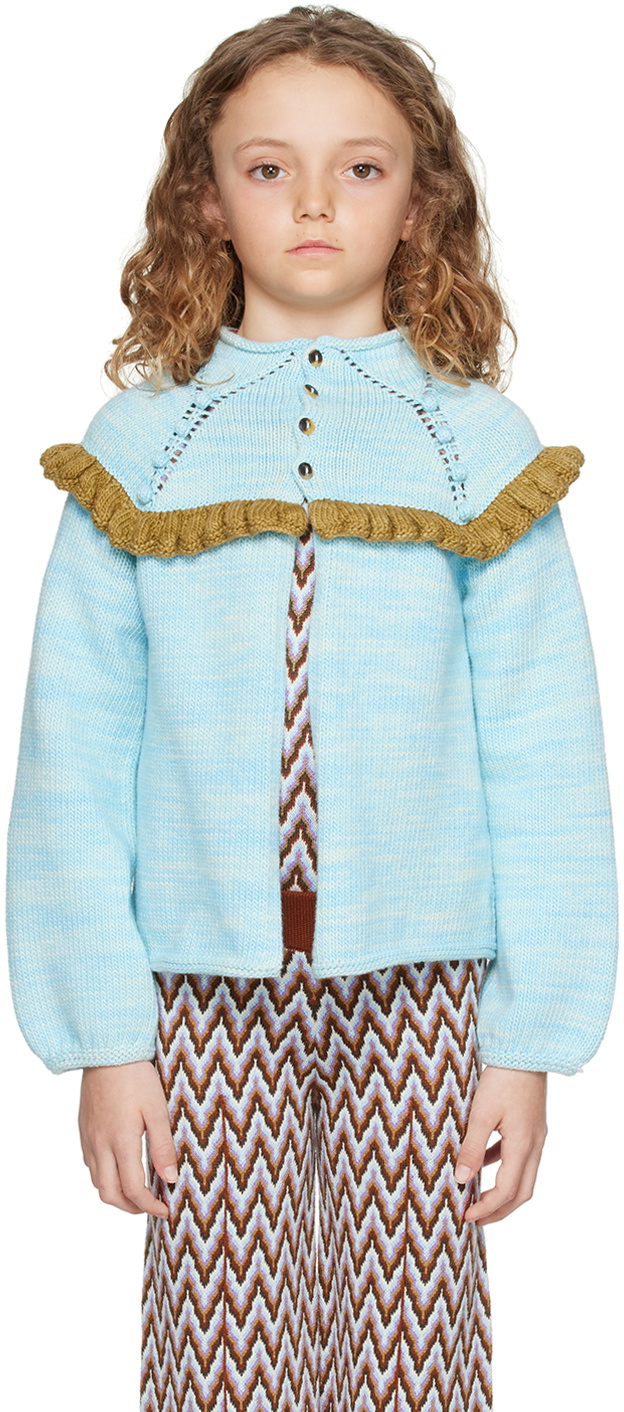 Misha & Puff Kids Blue Ruffle Cardigan