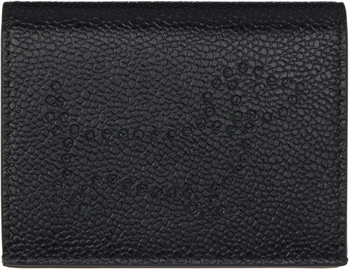 Thom Browne Black Pebble Grain Hector Double Card Holder Thom Browne