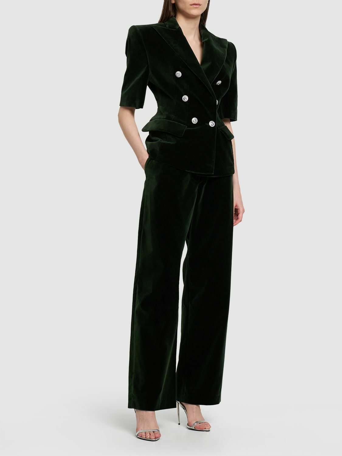 ALEXANDRE VAUTHIER - Straight Cotton Velvet Pants Alexandre Vauthier