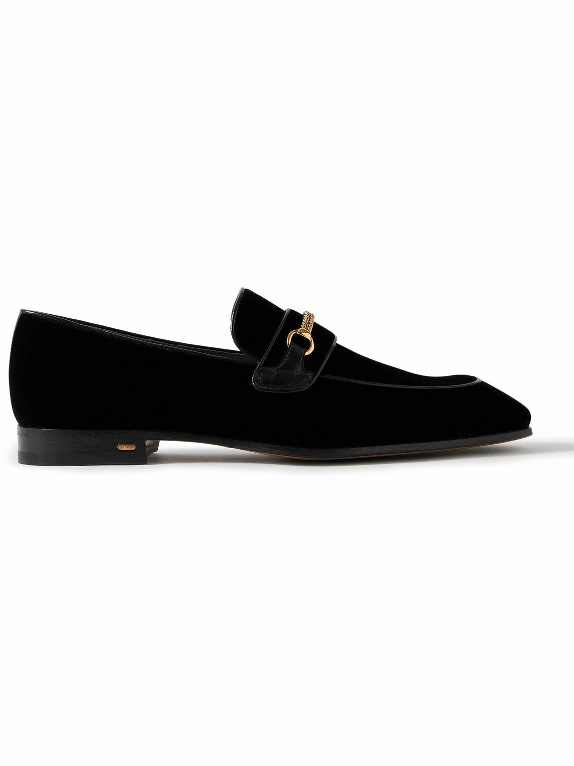 TOM FORD - Bailey Chain-Embellished Leather-Trimmed Velvet Loafers ...