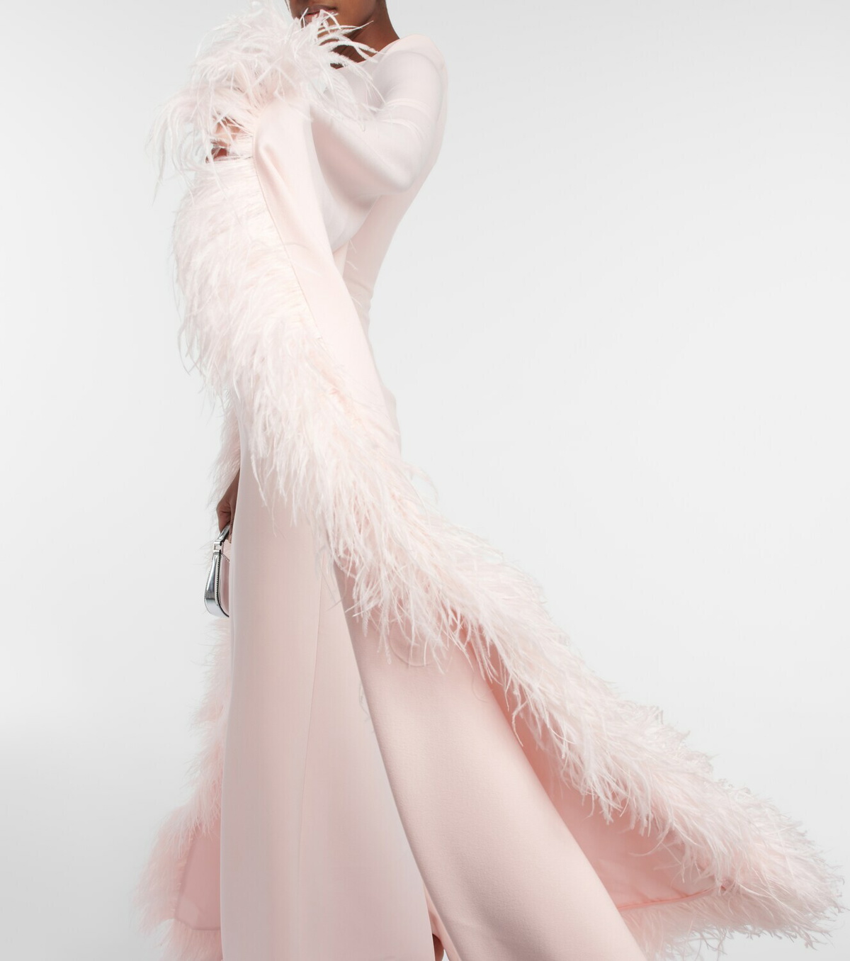 Safiyaa Feather draped crêpe maxi dress Safiyaa