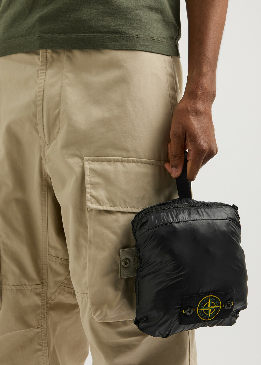 Stone Island Logo Padded Shell Jacket Black Stone Island