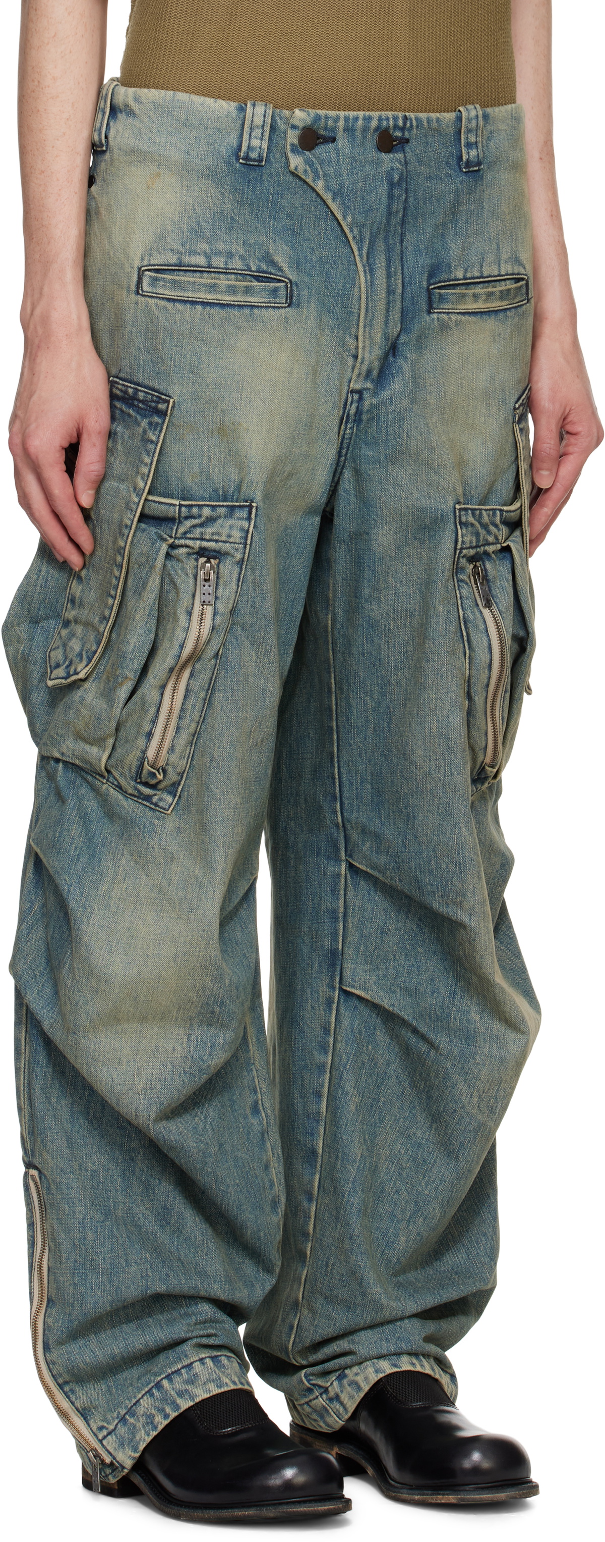 DEVOA Blue Denim Cargo Pants DEVOA