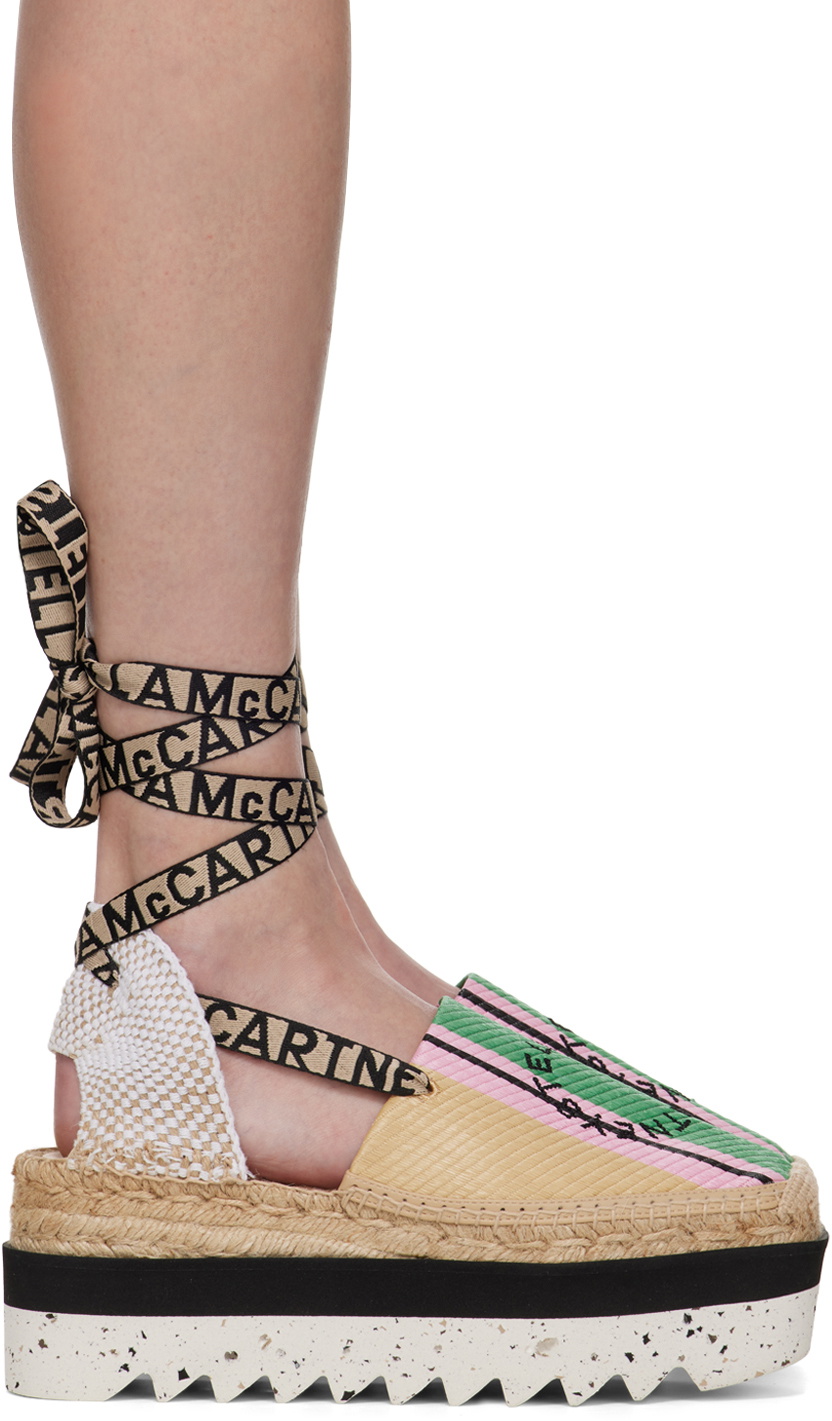 Stella McCartney Green & Beige Gaia Platform Espadrilles Stella McCartney