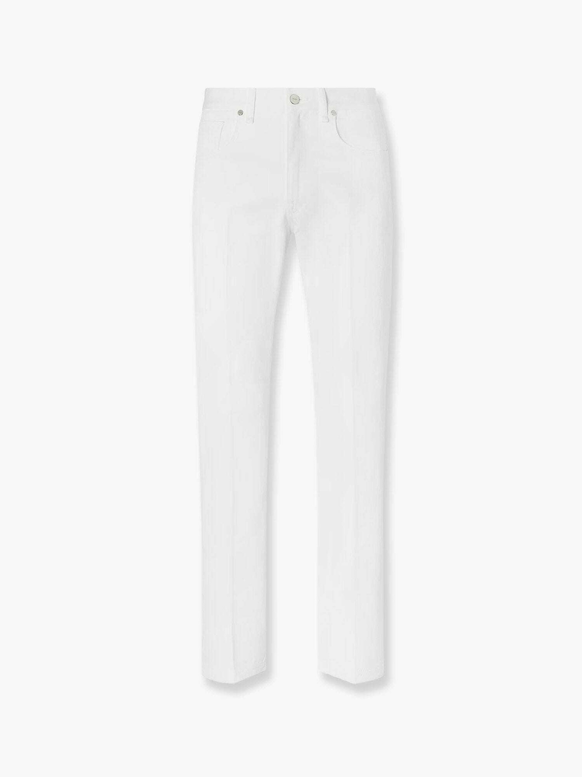 Fendi Regular Fit Denim Trouser With Ff Logo Embroidery Fendi