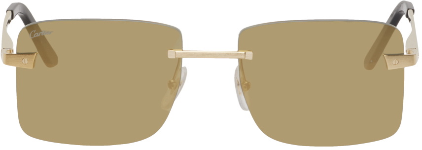 Cartier Gold Rectangular Sunglasses Cartier