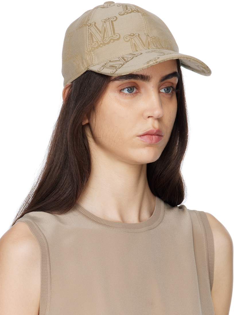 Max Mara Beige Monogram Baseball Cap Max Mara