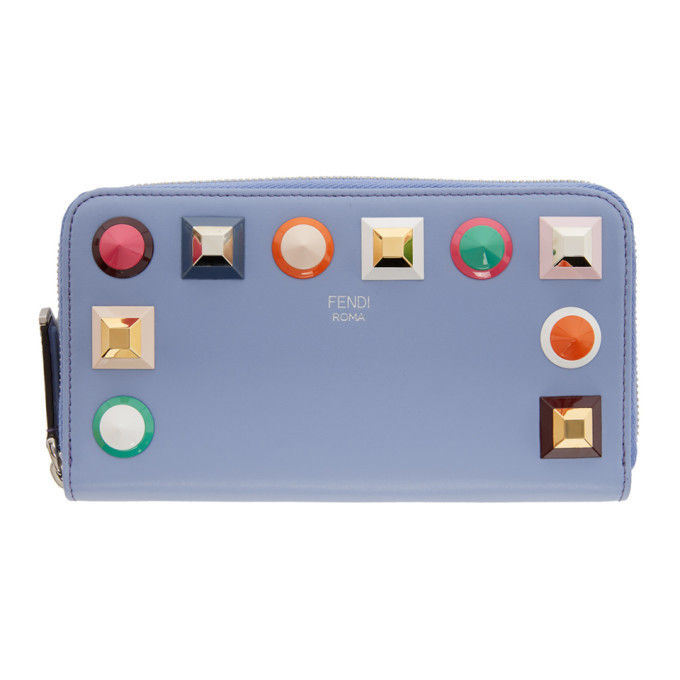 Fendi Blue Rainbow Zip Around Wallet Fendi