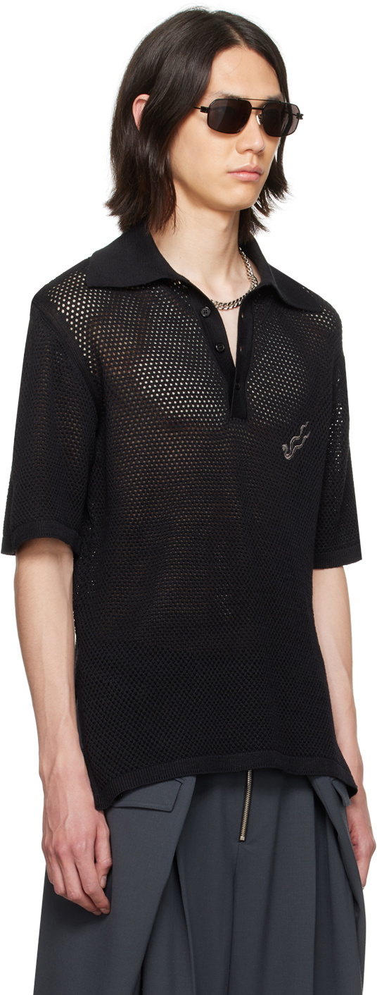 LU'U DAN Black Net Polo LU'U DAN