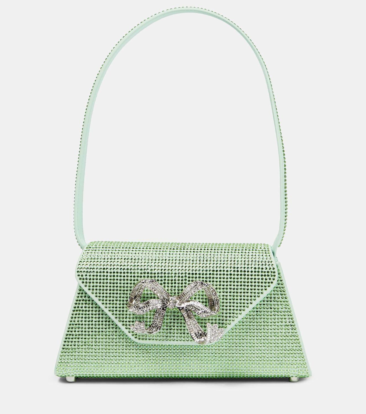 Self-Portrait Aqua Mini embellished leather shoulder bag Self-Portrait