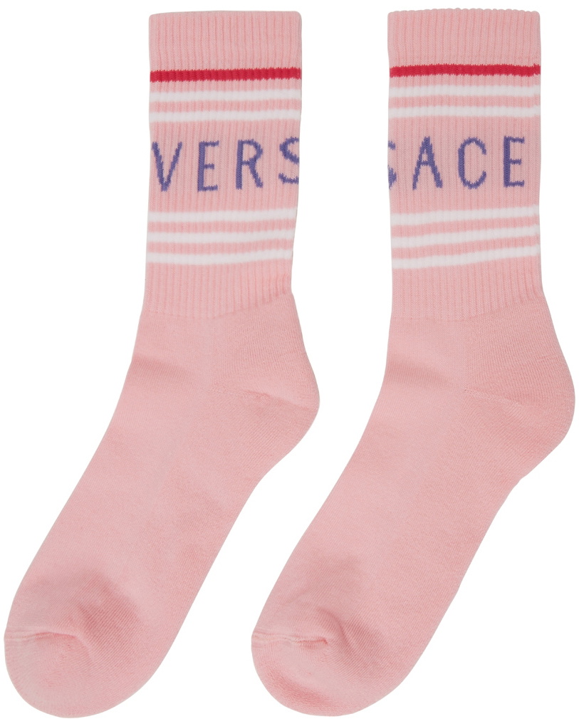 Versace Pink Vintage Logo Socks Versace