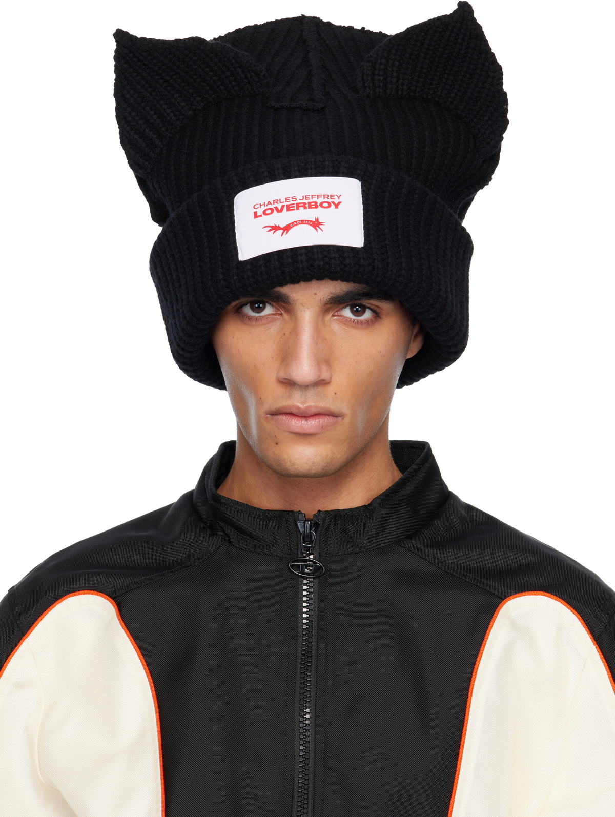 Charles Jeffrey LOVERBOY Black Supersized Chunky Ears Beanie Charles ...