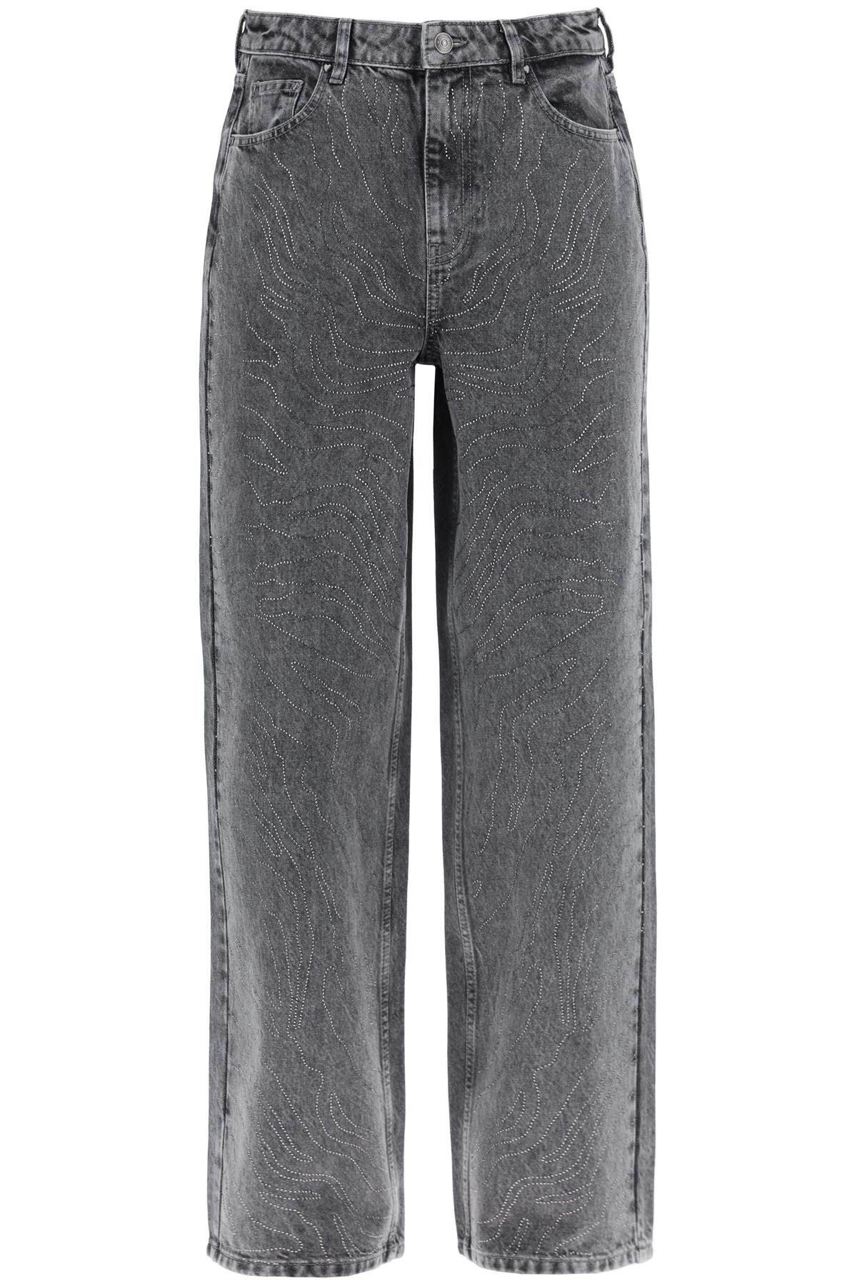 ROTATE wide leg jeans with rhinest Grey ROTATE Birger Christensen