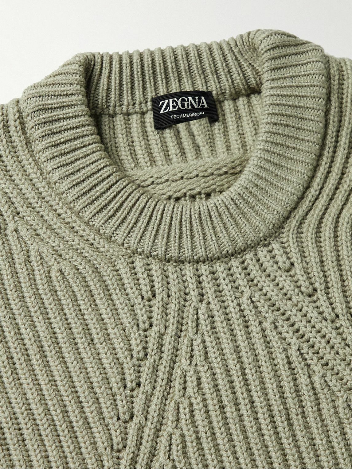 Zegna - Ribbed TECHMERINO Wool Sweater - Gray Zegna