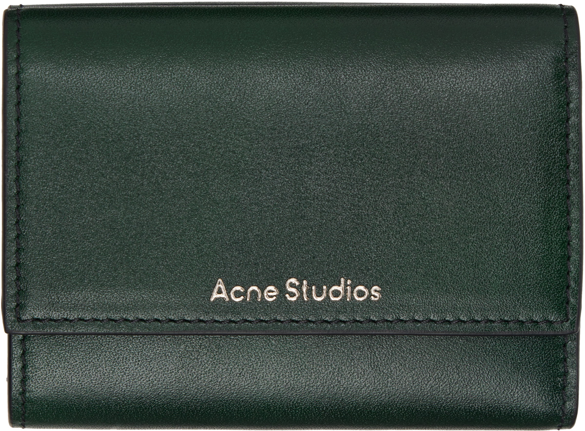 Acne Studios Green Trifold Leather Wallet Acne Studios