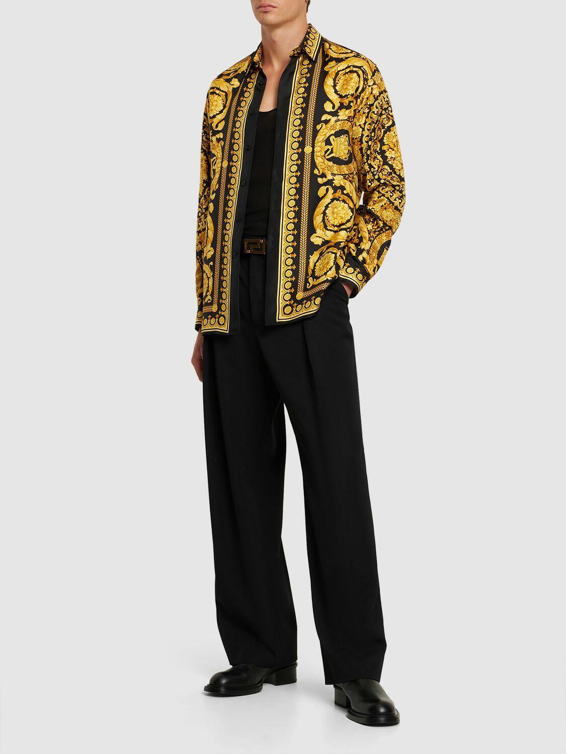 VERSACE - Barocco Print Silk Twill Shirt Versace