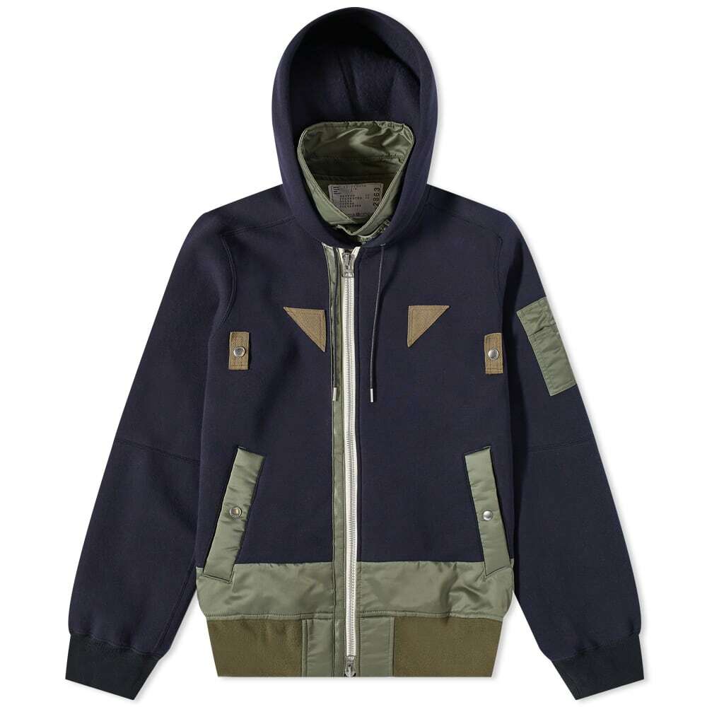 Sacai Men's Nylon Twill MA-1 Jacket in Navy/Khaki Sacai