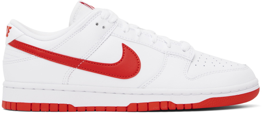 Nike White & Red Dunk Retro Low Sneakers Nike