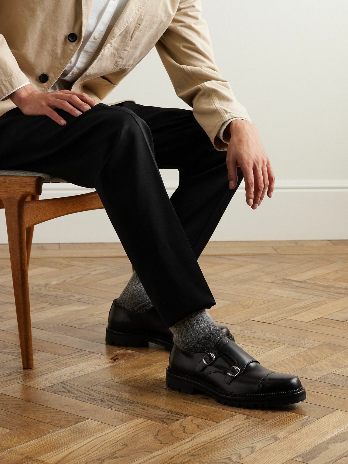 Mr P. - Olie Leather Monk-Strap Shoes - Black Mr P.
