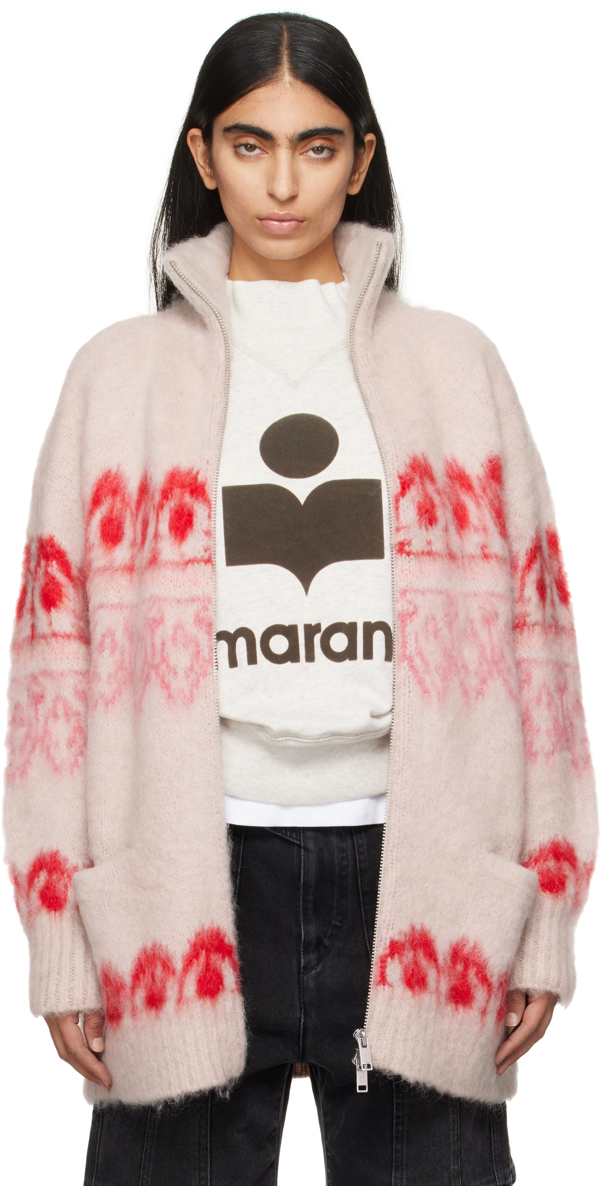 Isabel Marant Etoile Off-White & Red Deloris Coat Isabel Marant Etoile