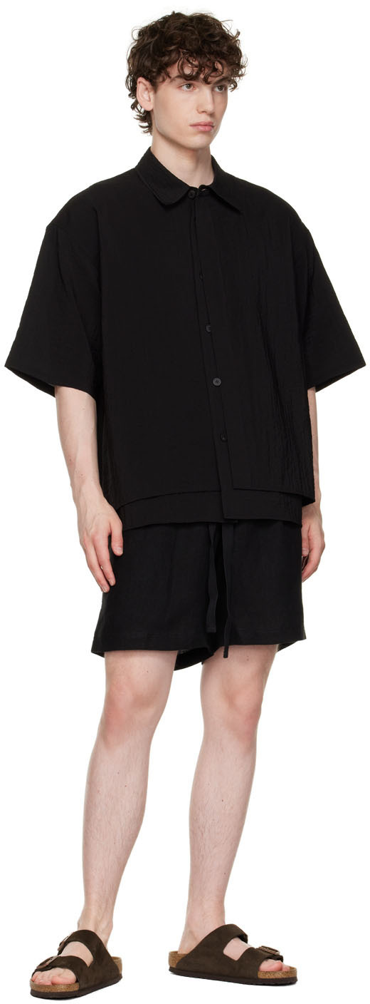 COMMAS Black Linen Shorts Commas